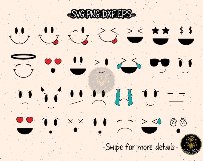 Emoticon SVG File, Emoticon DXF, Emoticon Png, Emoji Svg, Emoji Svg ...