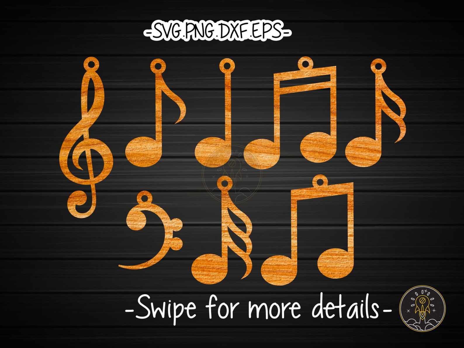 Musical Music Notes Earring Template SVG Laser Cut File - Etsy