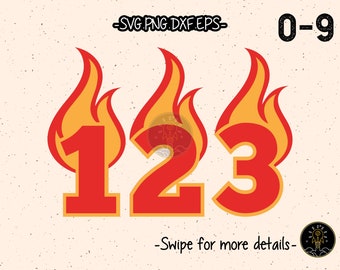 Fire Numbers Png - Etsy