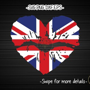 United Kingdom Union Jack SVG UK Flag Lips Heart Cut File Cricut ...