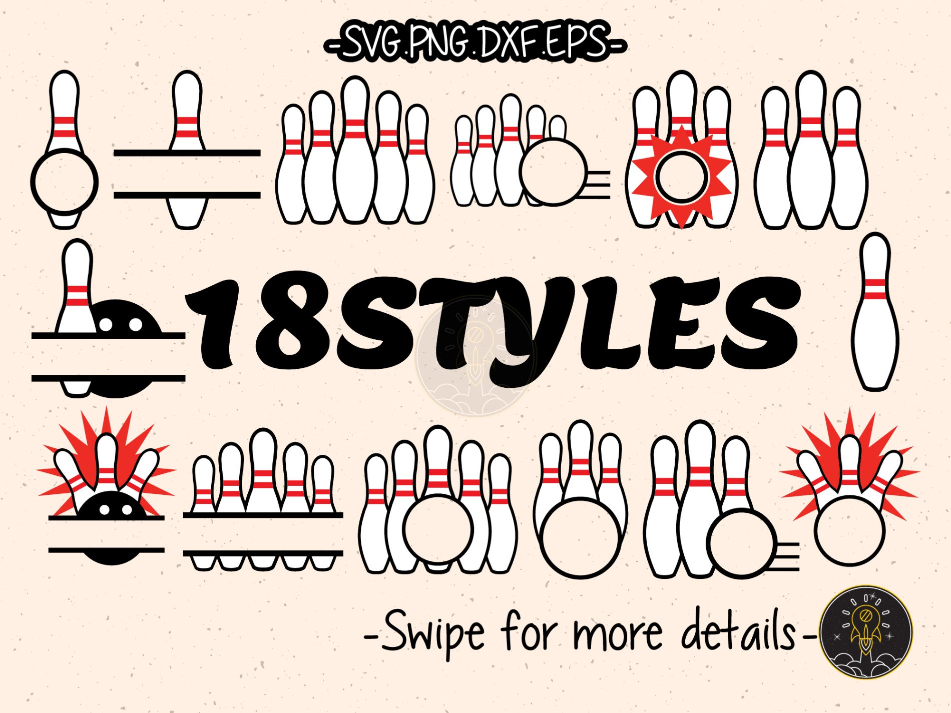 Bowling Split Monogram Frame SVG Cricut Cut File Clipart - Etsy