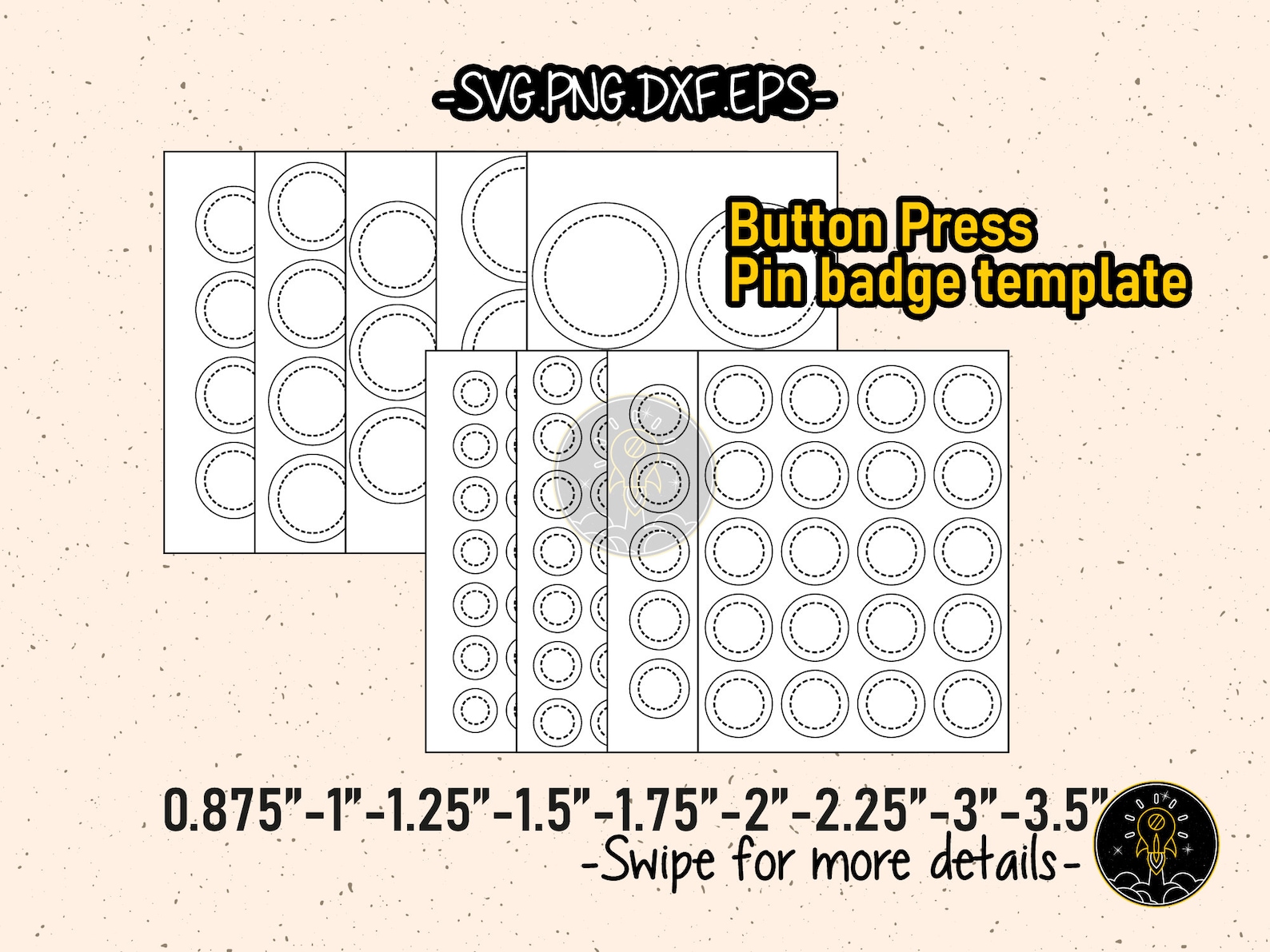 Button Press Pin Badge Template 8.5x11 Inch Paper SVG Cut File - Etsy