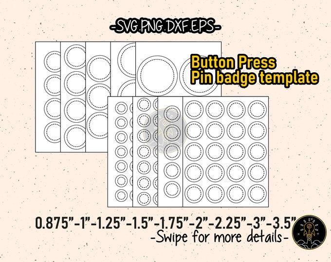 Button Press Pin Badge Template 8.5x11 Inch Paper SVG Cut File Cricut Clipart - Etsy