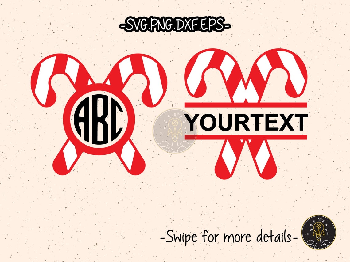 Candy Cane Christmas Split Monogram Frame SVG Cut File Cricut - Etsy