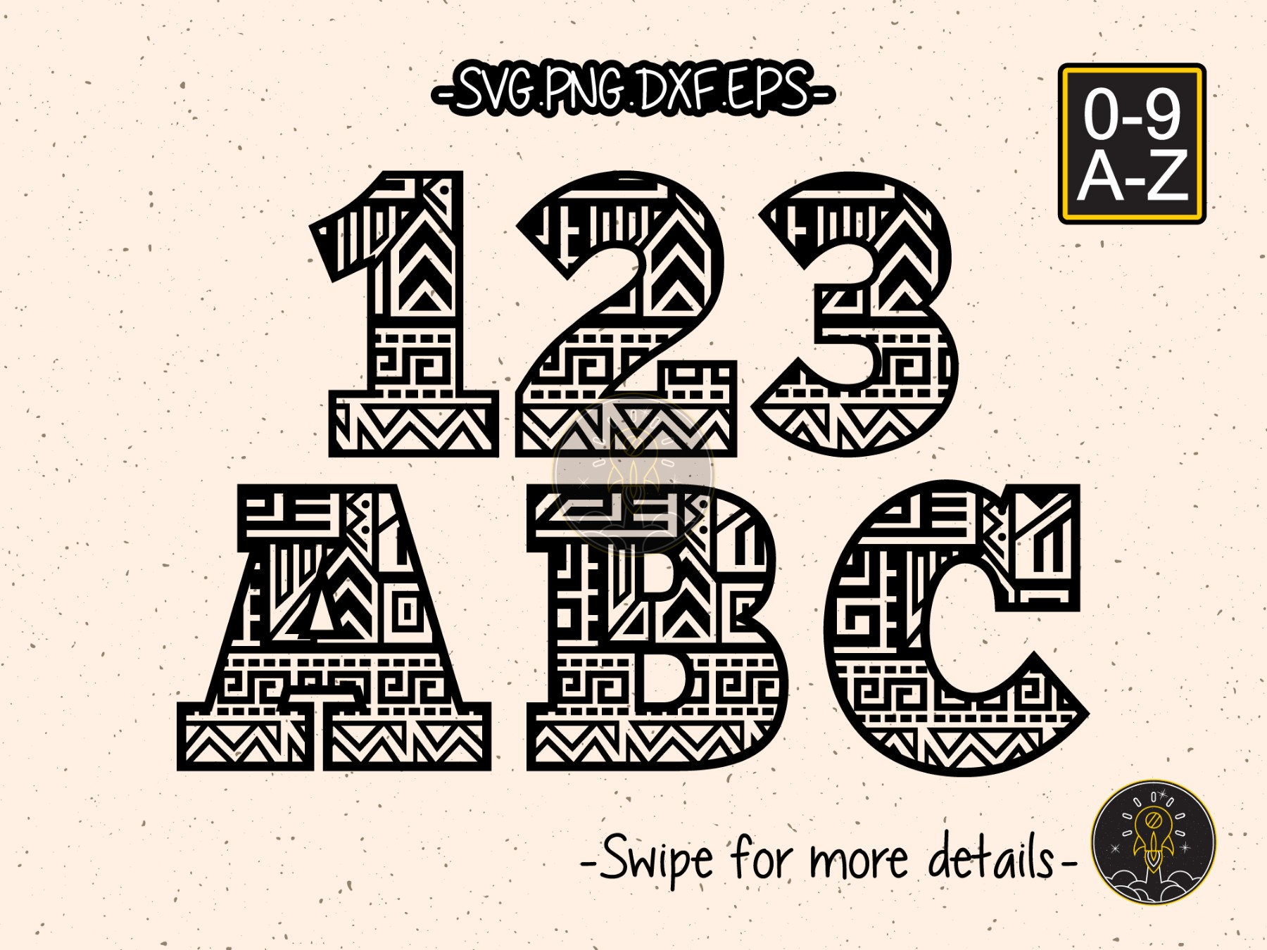 Aztec Numbers Letters Font Alphabet SVG Cut File Vector | Etsy