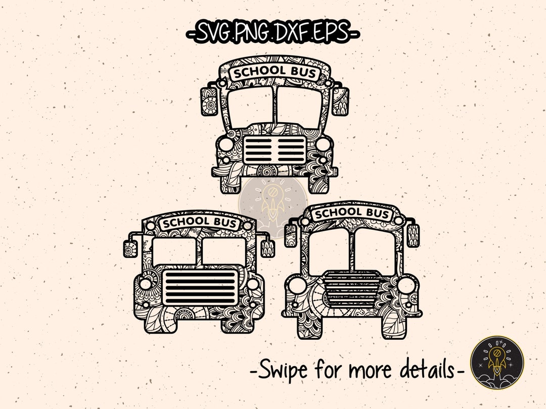 School Bus Zentangle Mandala SVG Cut File Cricut Clipart - Etsy