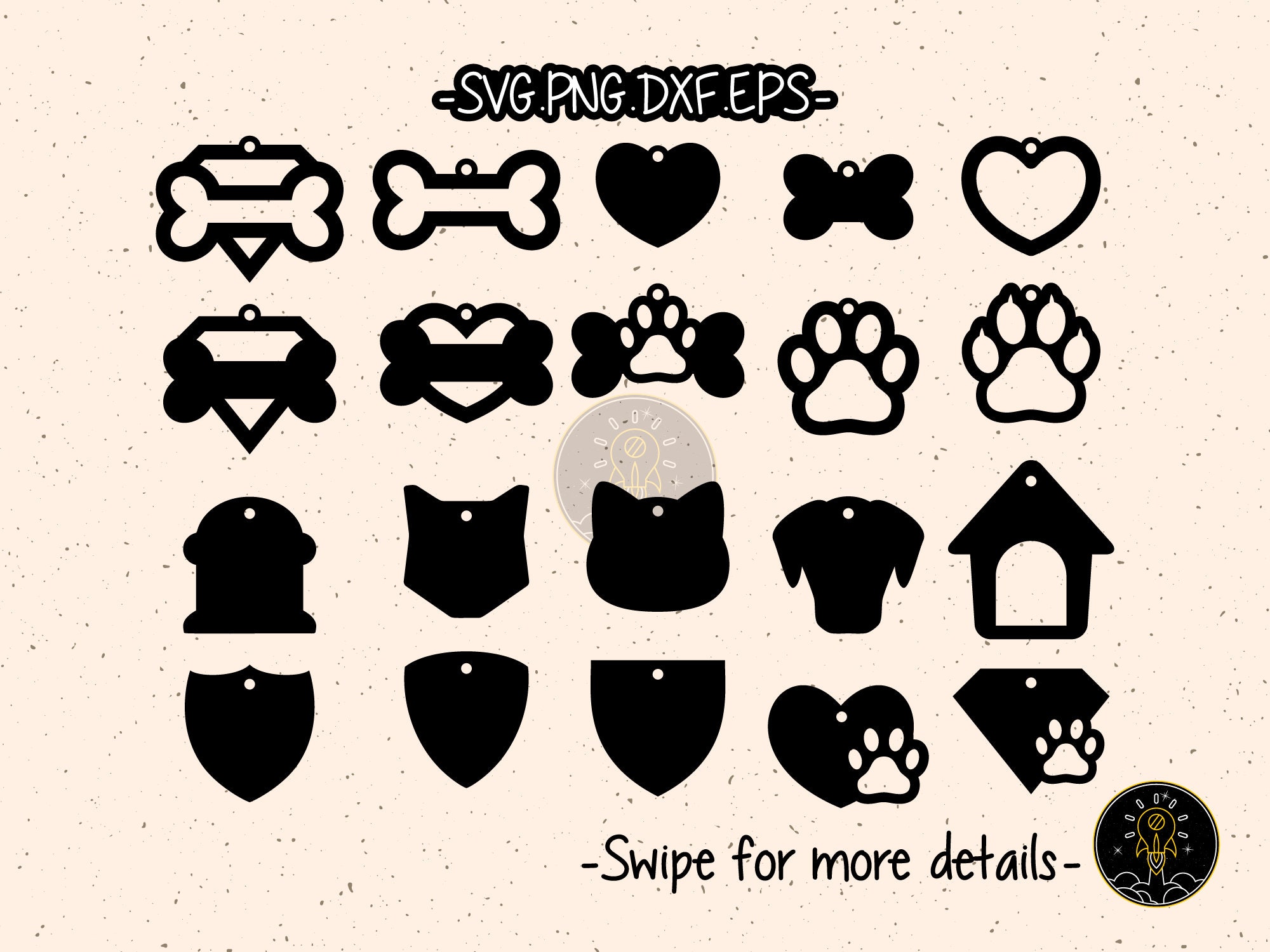 Pet Tag Template SVG Laser Cut File Dog Tag Cat Tag Dog - Etsy Australia