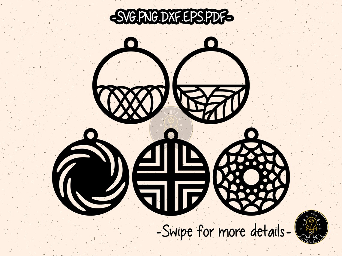 Circle Round Earring Template SVG Laser Cut File Leather - Etsy