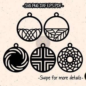 Circle Round Earring Template SVG Laser Cut File | Leather Wood Earring ...