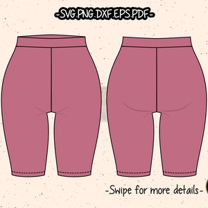 Short Legging SVG CAD Technical Flat Sketch Cricut Fashion Cut File PDF ...