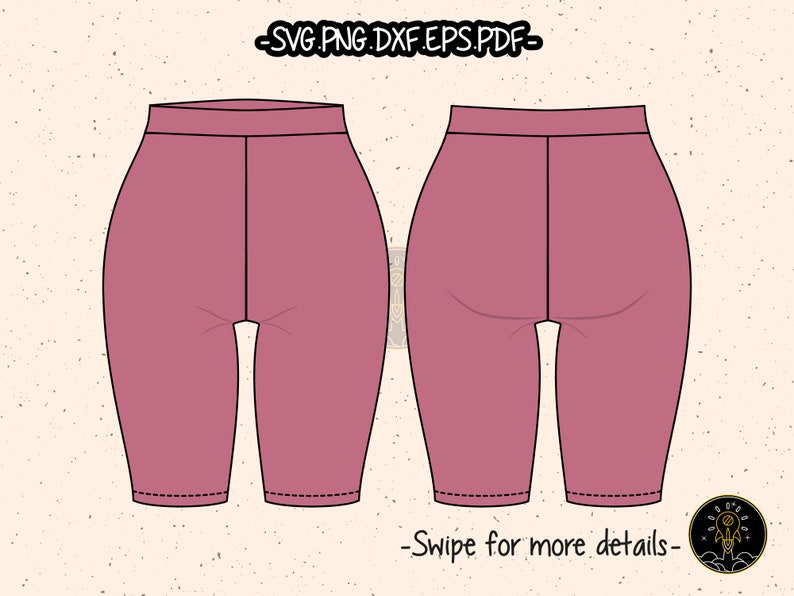 Short Legging SVG CAD Technical Flat Sketch Fashion Cut File - Etsy