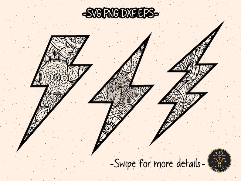 Flash Lightning Bolt Thunder Mandala Zentangle SVG Laser Cut - Etsy