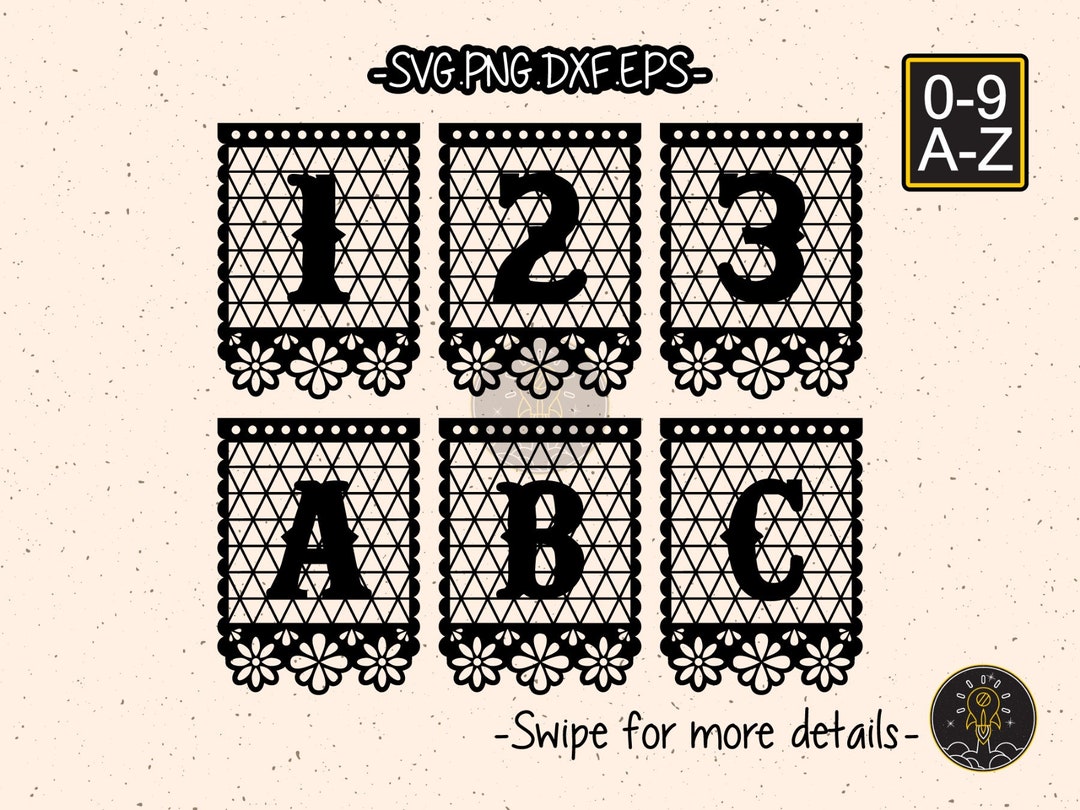 Papel Picado Number Letter Alphabet SVG Cut File Cricut Clipart - Etsy
