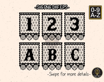 Papel Picado Svg. Papel Picado Cut Files. White and Black Alphabet ...