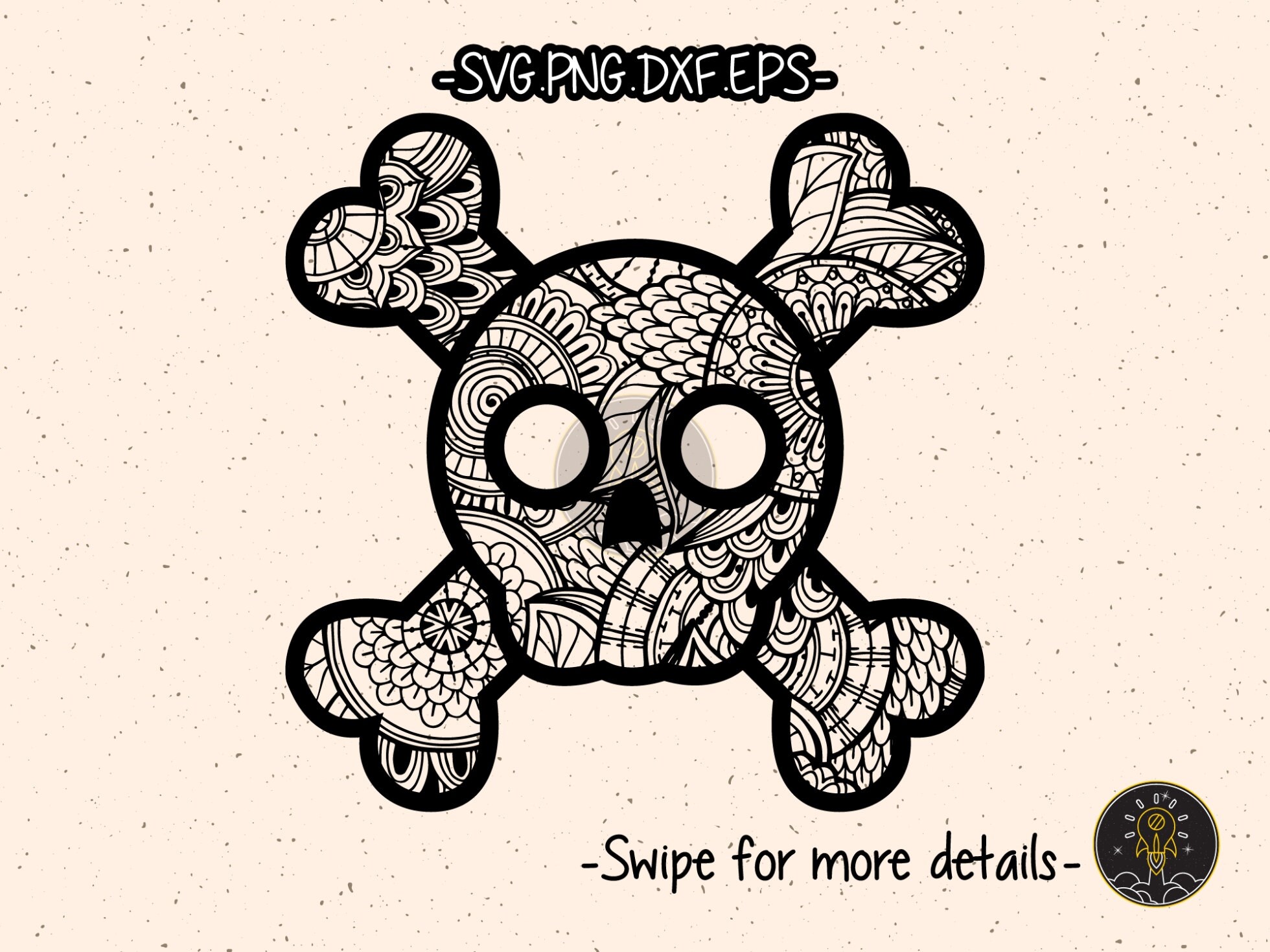 Skeleton Skull Halloween Calavera Day of the Dead Zentangle SVG Cut ...