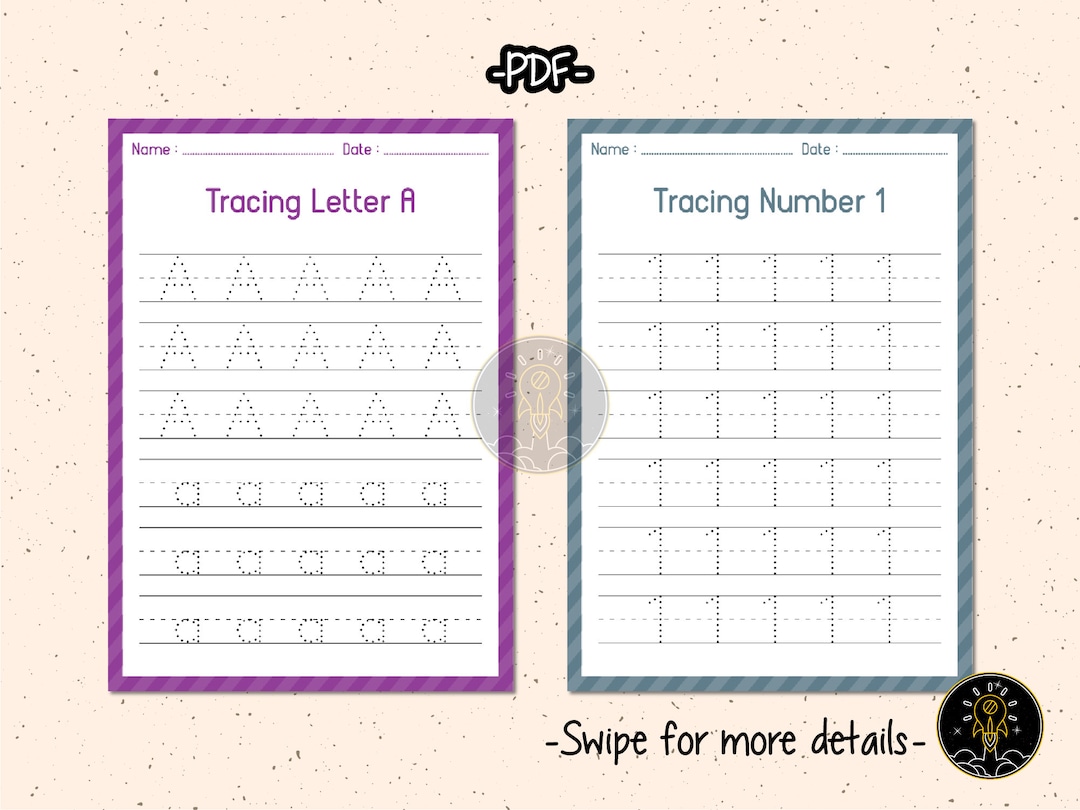 Tracing Letters Numbers Worksheet for Preschool PDF - Etsy