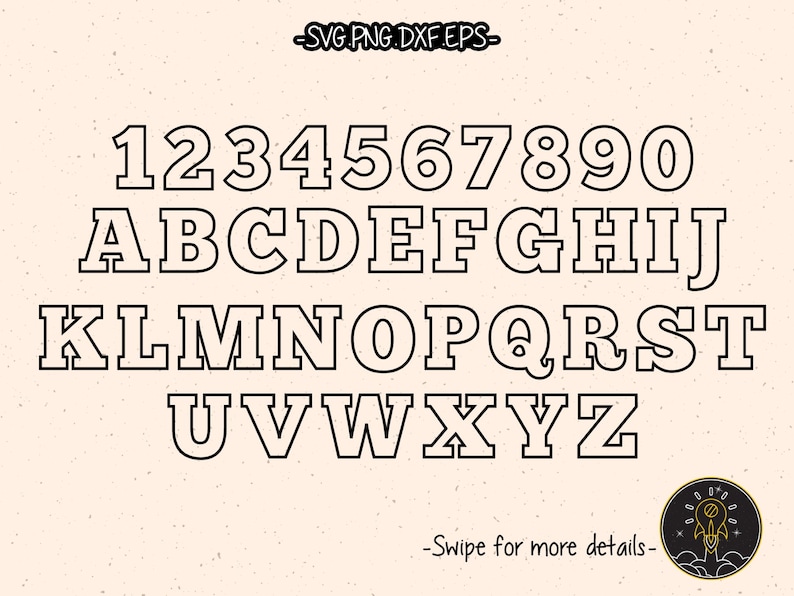 Outline Number Letter Font Alphabet Svg Cricut Cut File Etsy
