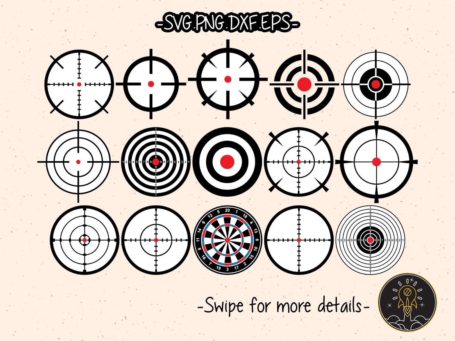 Bullseye Crosshair Gaming Hunting Shooting Target Dartboard - Etsy