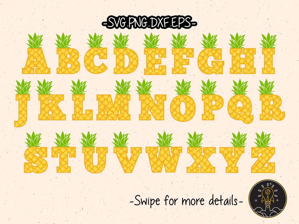 Pineapple Number Letter Font Alphabet SVG Cricut Cut File Clipart - Etsy