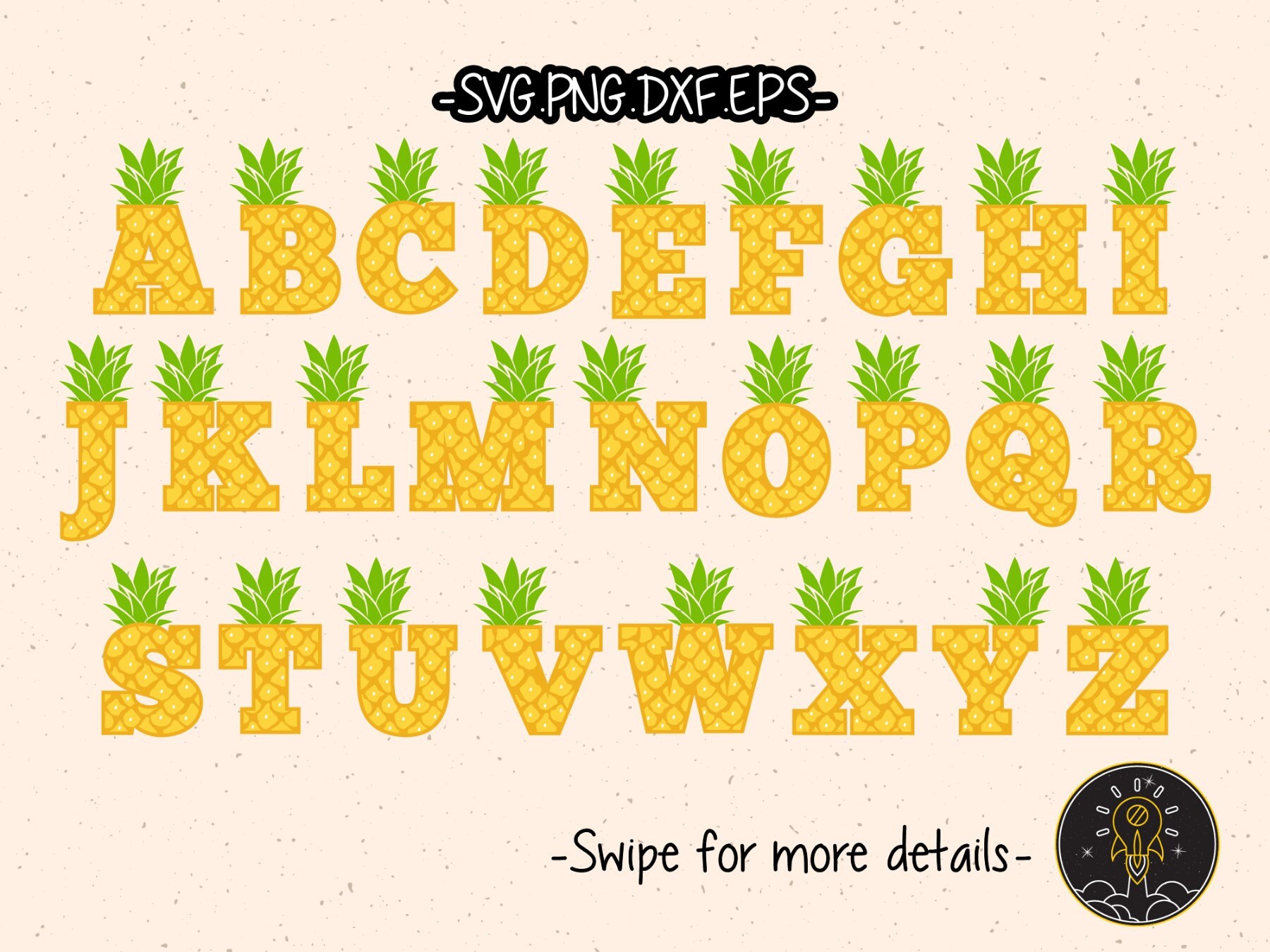 Pineapple Number Letter Font Alphabet SVG Cricut Cut File - Etsy Australia