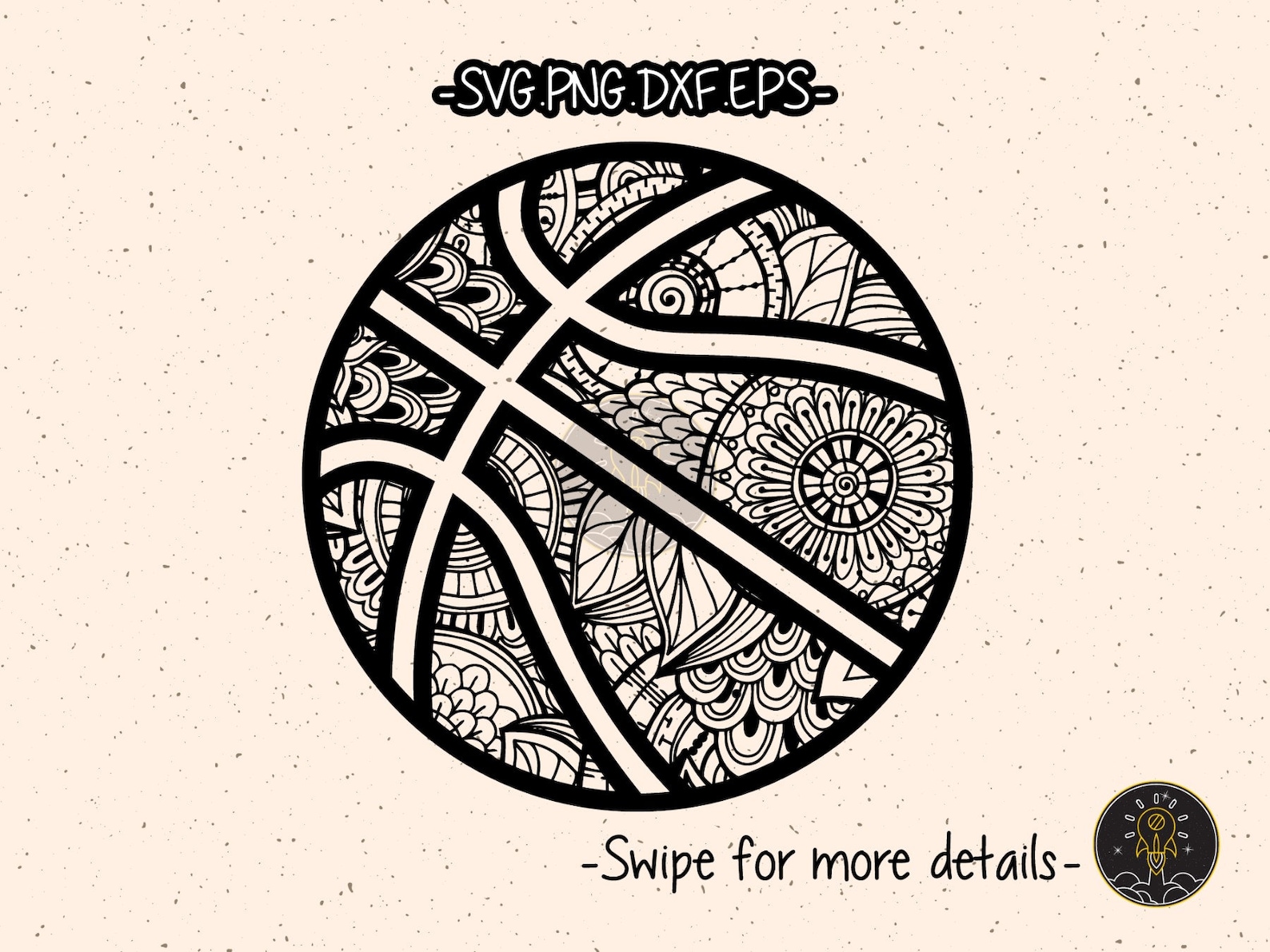 Basketball Mandala Zentangle SVG Laser Cut File CNC Plasma - Etsy