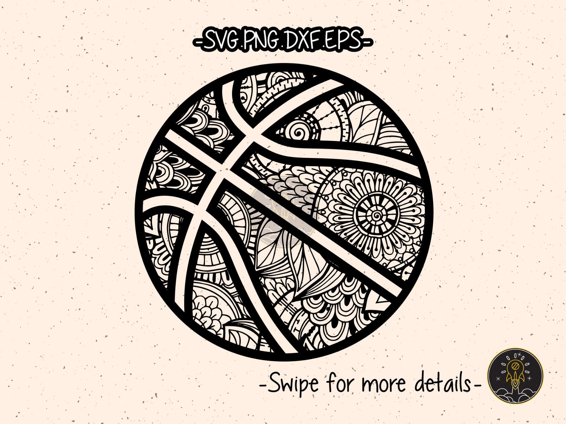 Basketball Mandala Zentangle SVG Laser Cut File CNC Plasma Cricut ...