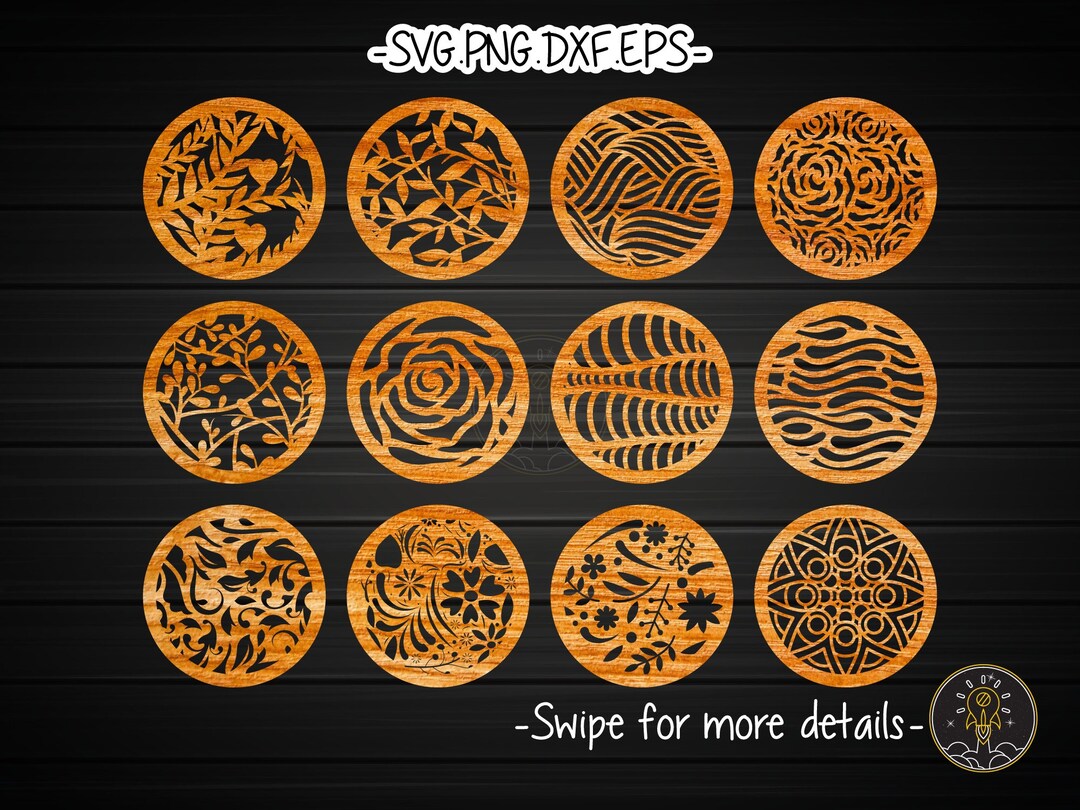 Coaster Grill Trivet Floral Ornament Template SVG Laser Cut - Etsy