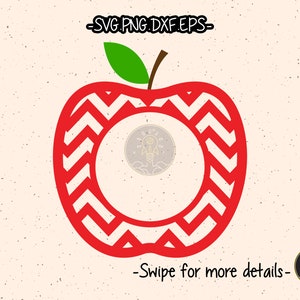 Apple Chevron Split Monogram Frame SVG Cut File Cricut Clipart - Etsy