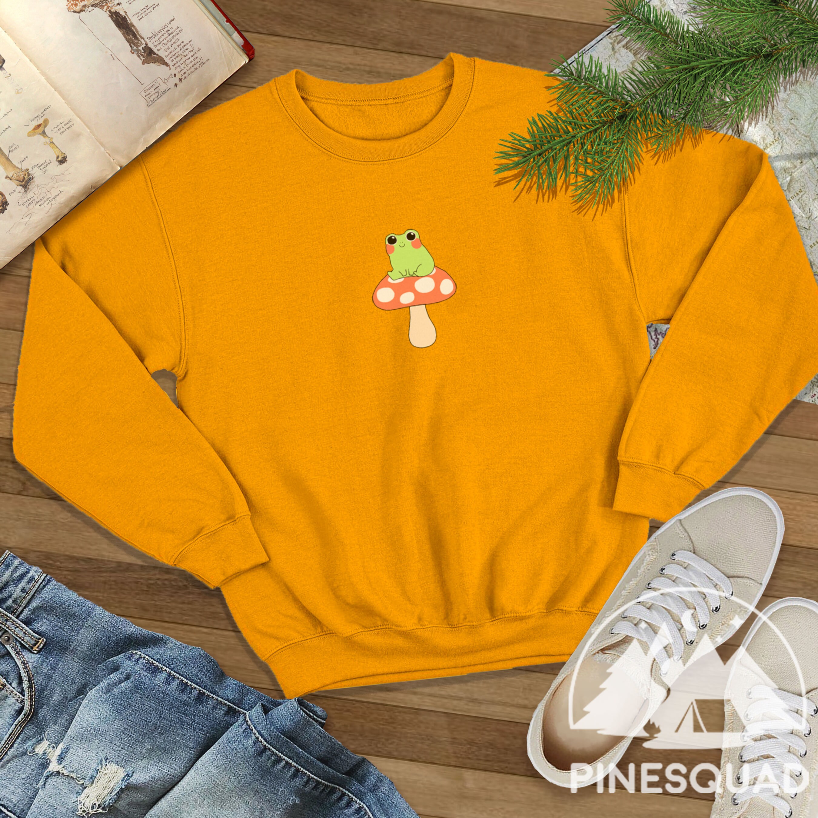 Cute Frog Mushroom Mushroom Sweatshirt Frog Shirt Kawaii Etsy