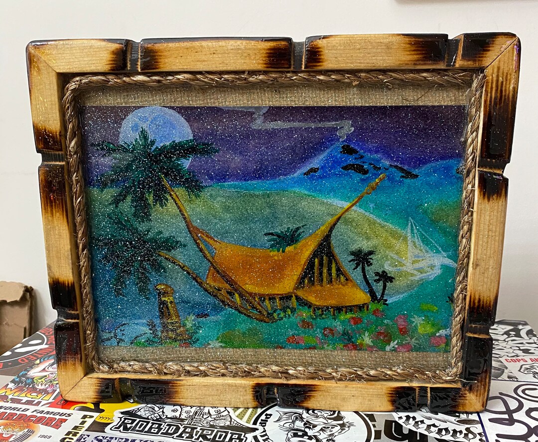 Tiki Village Glitter Portrait - Etsy