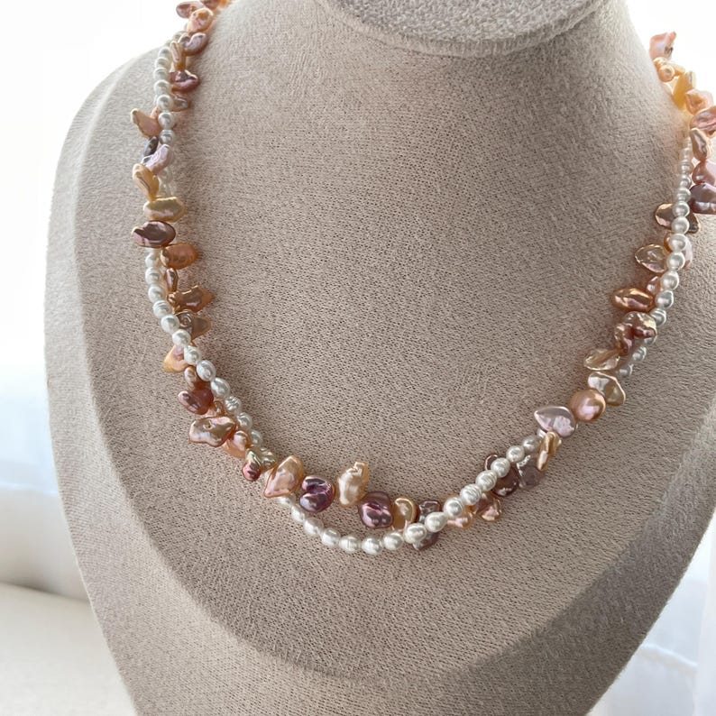 Petal Pearl Necklace,metallic High Luster Natural Baroque Pearl ...