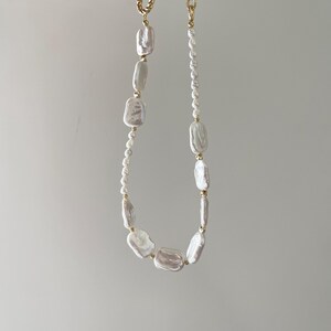 Rectangular Pearl Necklace,baroque Pearl Necklace,handmade Jewelry,real ...