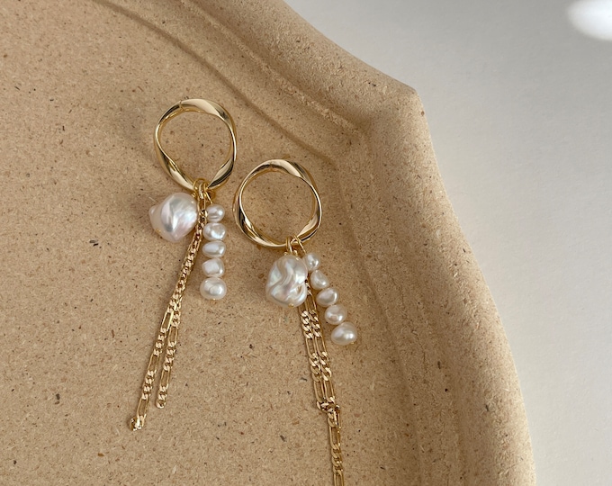 Baroque Keshi Pearl Earrings,statement Pearl Earrings,pearl Dangle Earrings,pearl Drop Earrings ...