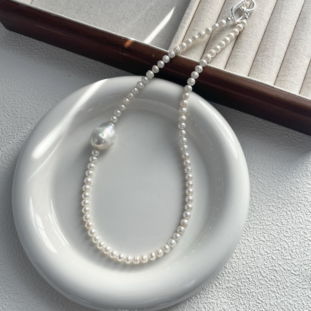 Large Baroque Pearl,single Pearl Necklace,layering Wedding Jewelry Gift ...