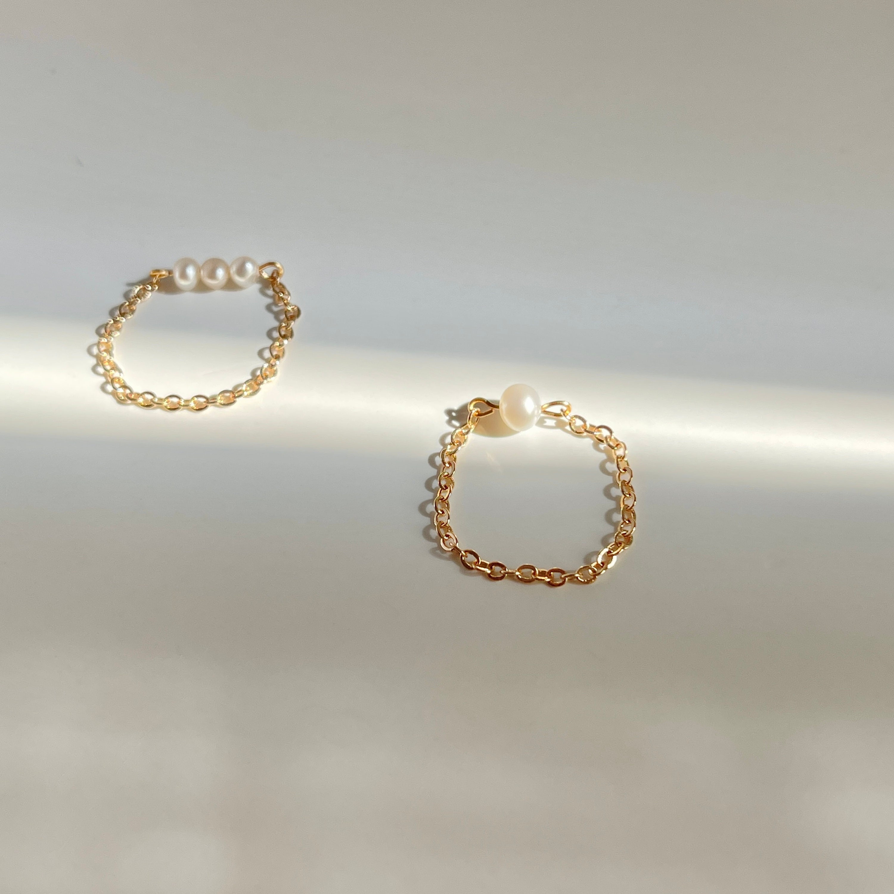 Gold Chain RingDainty Pearl RingMinimalist RingStatement | Etsy