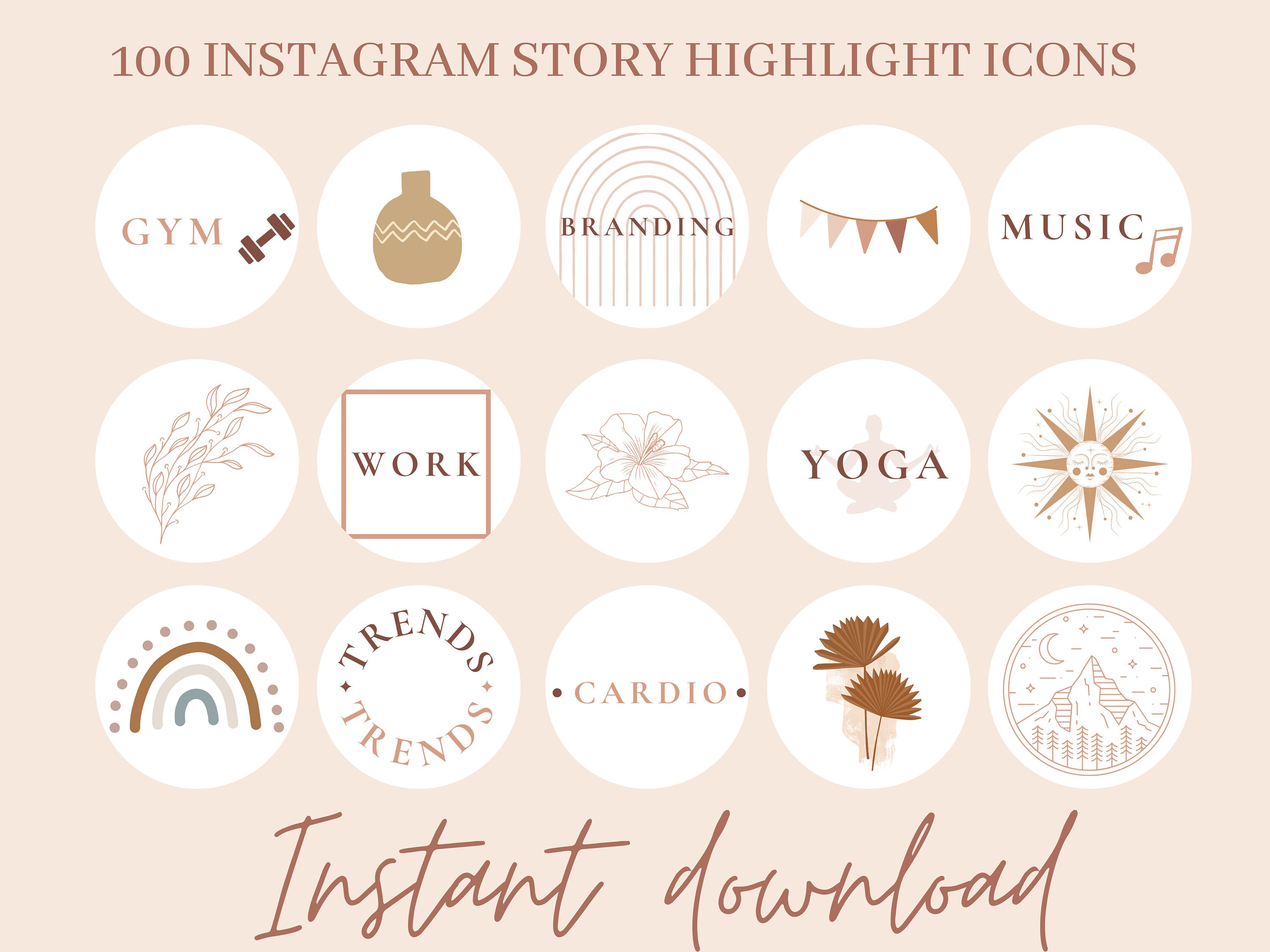 100 Aesthetic Instagram Highlight Covers Boho Story Instagram | Etsy