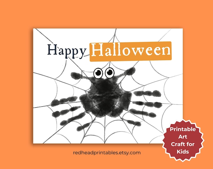 Halloween Spider Handprint Craft Template - Handprint Art Kit for Kids ...