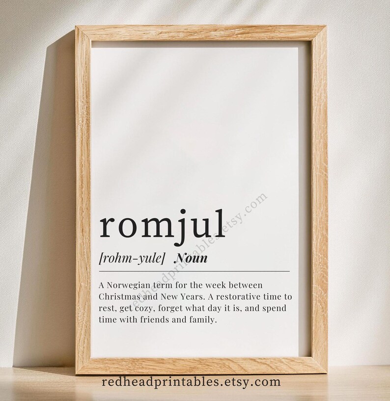 Romjul Definition Printable Wall Art, Norwegian Phrase Print, Christmas ...