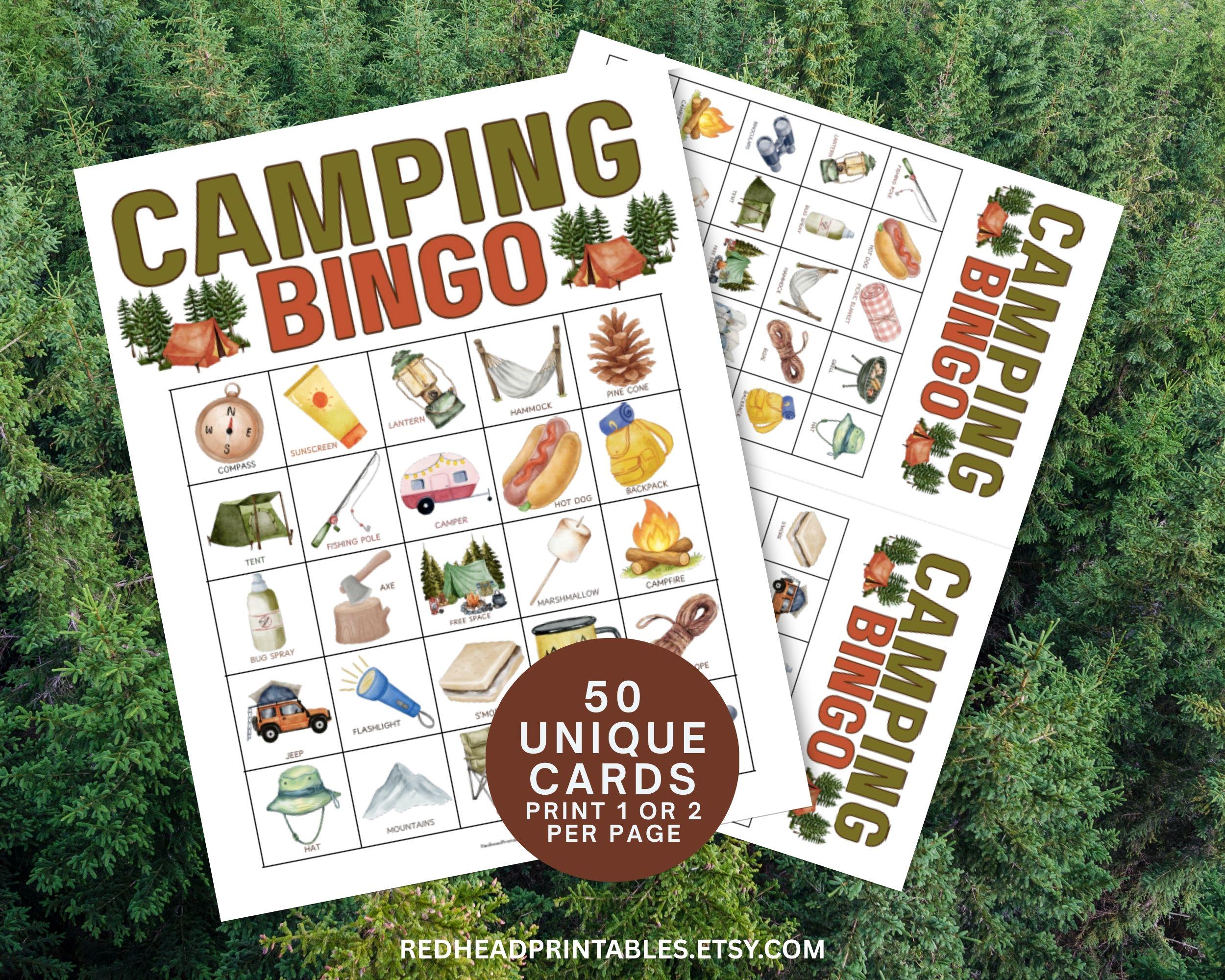 Camping Bingo Game Printable, Summer Camp Game, Road Trip Family ...