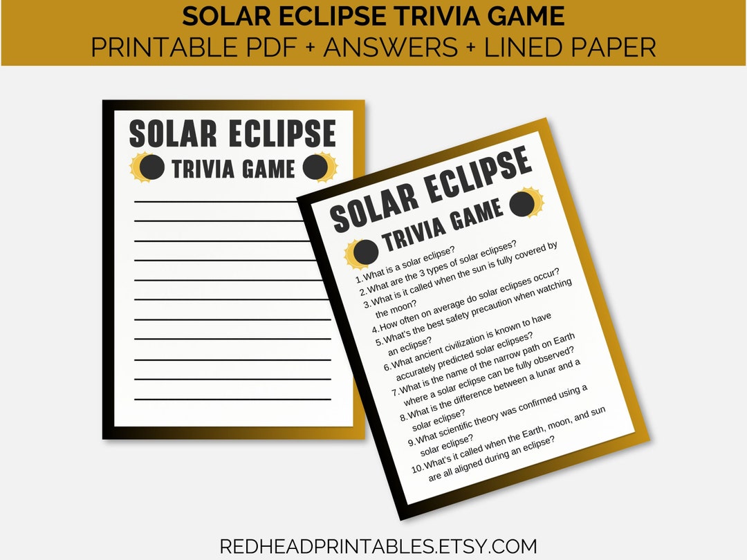 Solar Eclipse 2024 Game, Eclipse Trivia Game, Eclipse Activity for Kids ...
