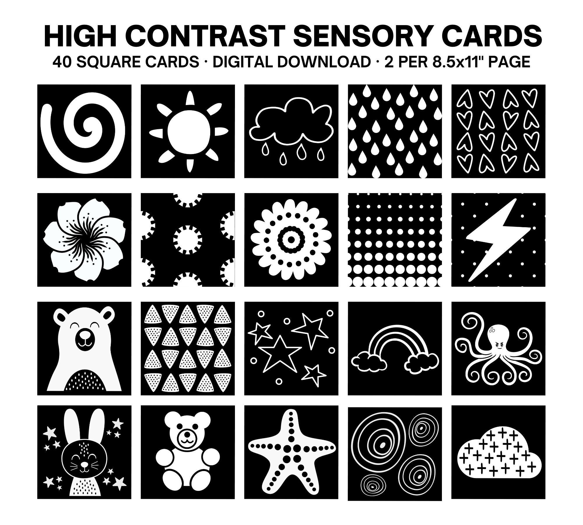High Contrast Baby Cards,black and White Baby Flash Cards Digital ...
