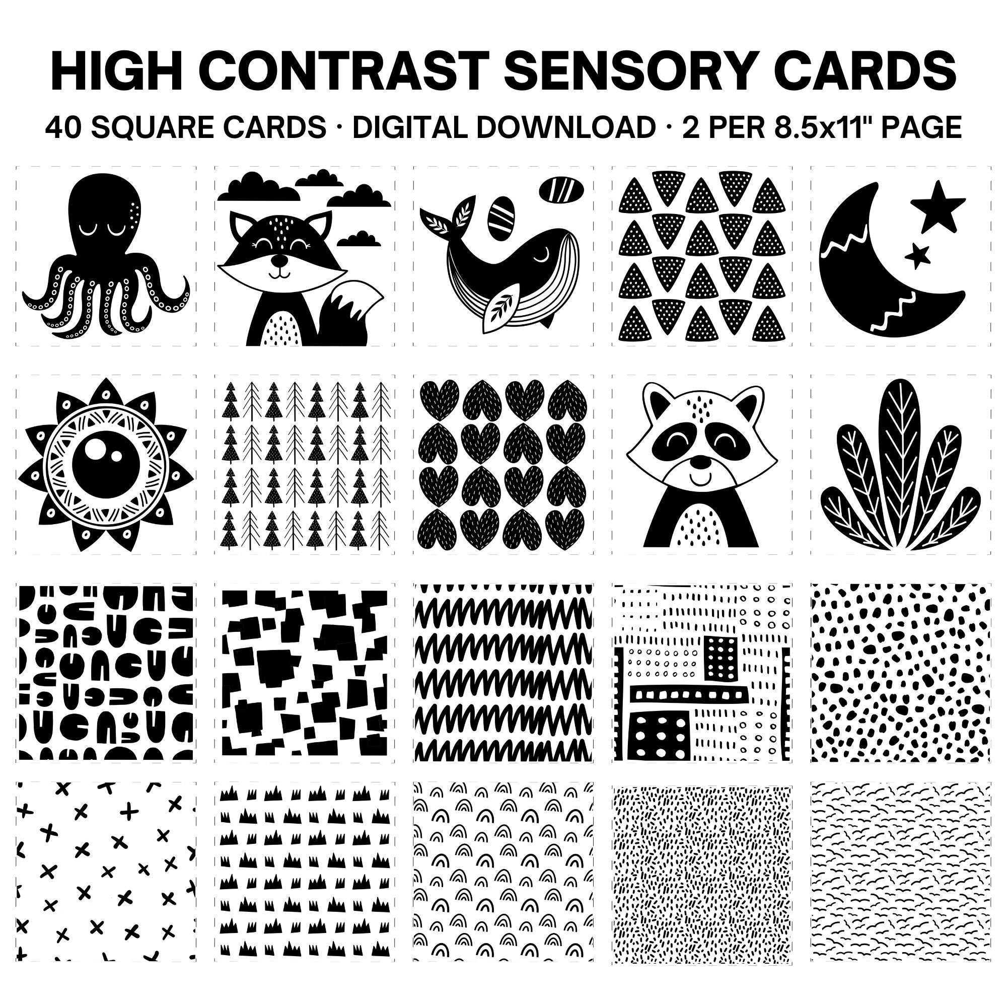 High Contrast Baby Cards,black and White Baby Flash Cards Digital ...