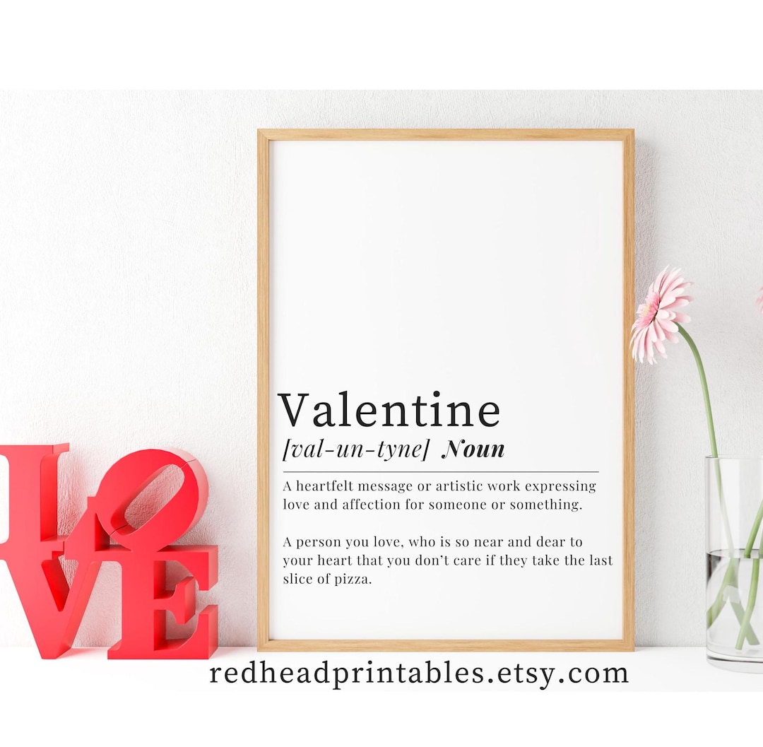 Valentine Definition Printable Wall Art, Printable Valentines Day Gift ...