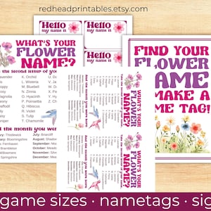 Whats Your Flower Name Game Printable, Spring Game With Nametags and ...