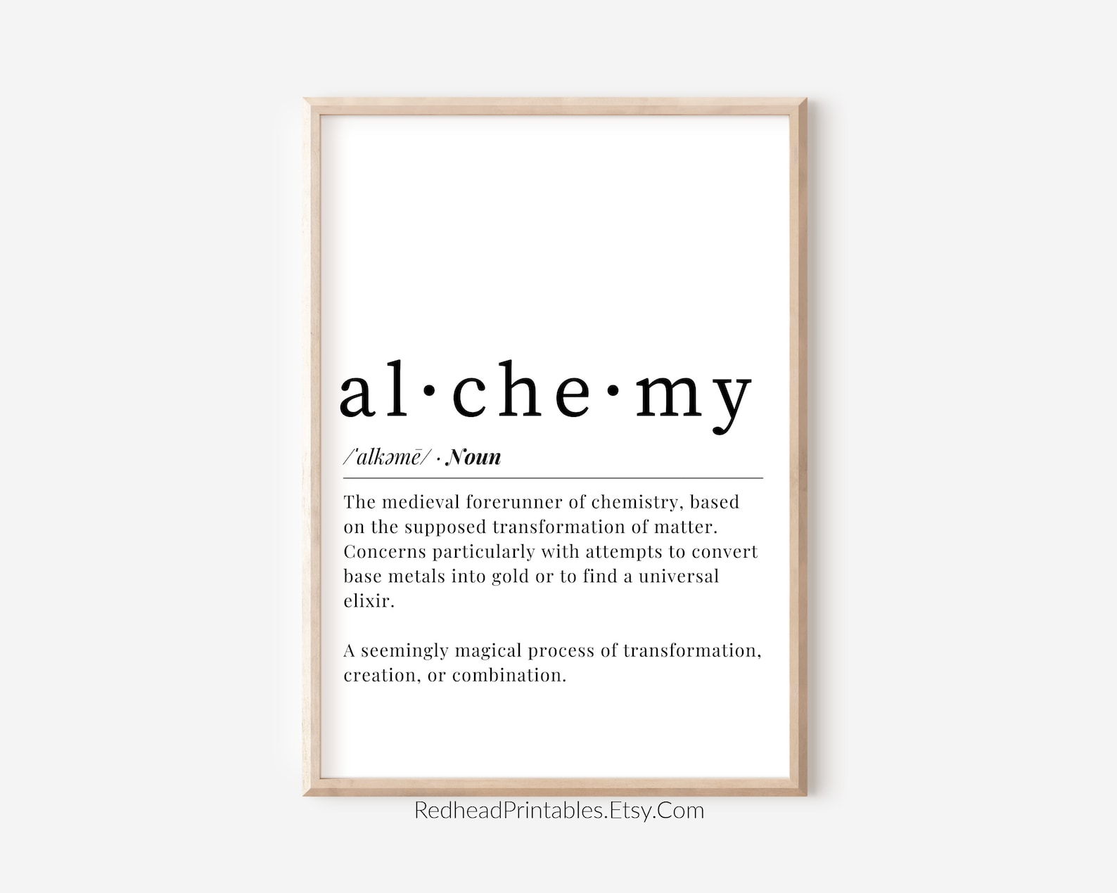 Alchemy Definition Printable Wall Art, Alchemy Dictionary Print ...