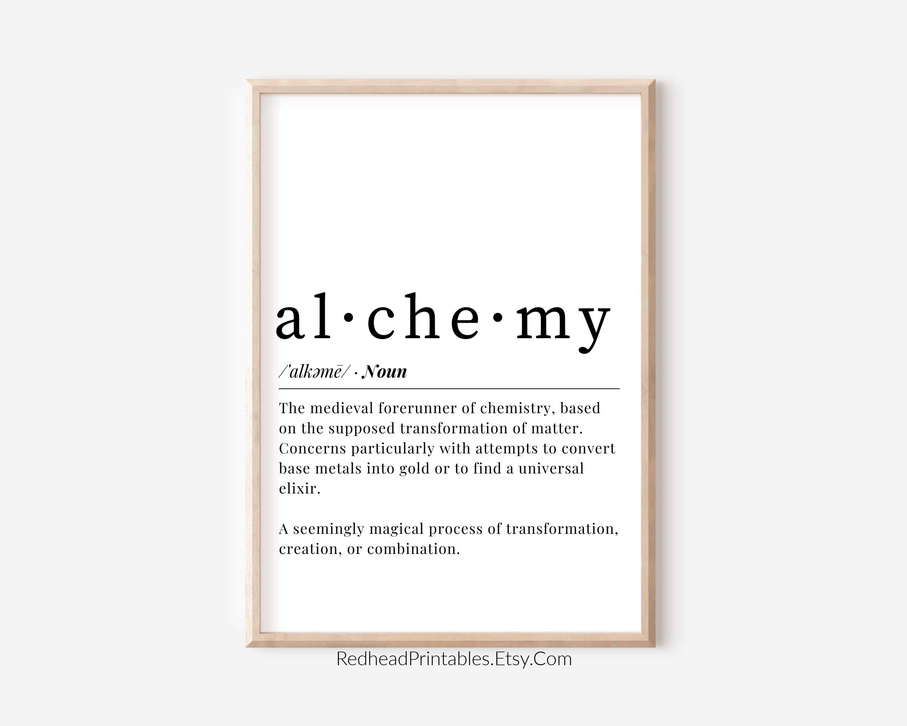 Alchemy Definition Printable Wall Art, Alchemy Dictionary Print ...