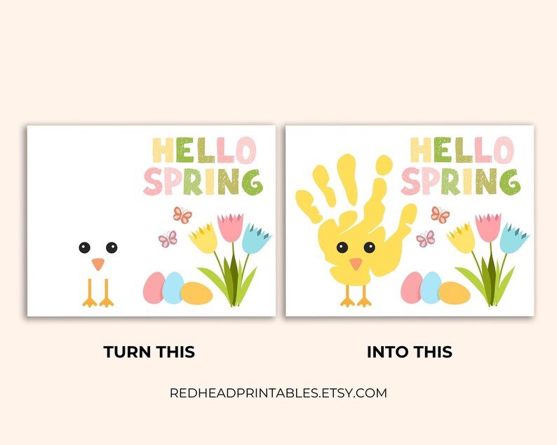 Hello Spring Handprint Craft Kids Printable, Easter Spring Craft for ...