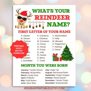 Whats Your Reindeer Name Game, Funny Family Christmas Game, Christmas ...