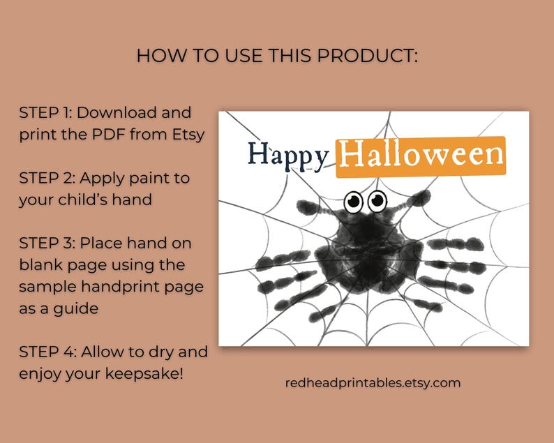 Halloween Handprint Art Craft for Kids, Spider Handprint Craft ...