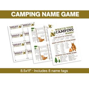 Camping Game Printable, Camping Name Game, Kids Camping Activity, Fun ...